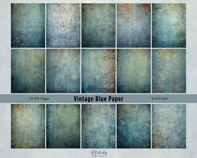 Blue Vintage Paper Texture, Antique Background, Digital Papers ...