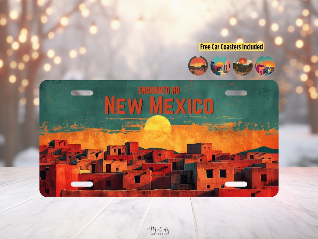New Mexico License Plate PNG Sublimation Design 12 by 6 Inch, Retro USA ...