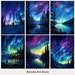 Northern Lights Scene Printable Art, Night Sky Digital Paper Pack ...