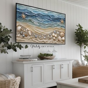 Summer 3D Beach Frame TV Art 4K 8K Coastal Seashell and Starfish ...