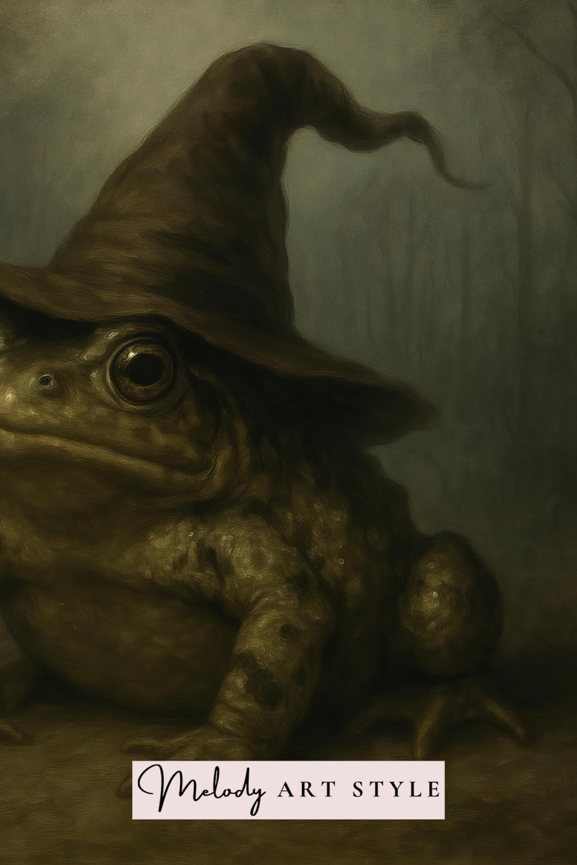Witch Toad Forest Art Print, Moody Halloween Frog Wall Art, Gothic Dark ...