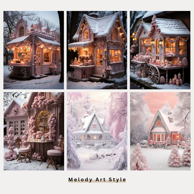 Pink Winter Wonderland Printable Art, Christmas Paper Set, Pink ...