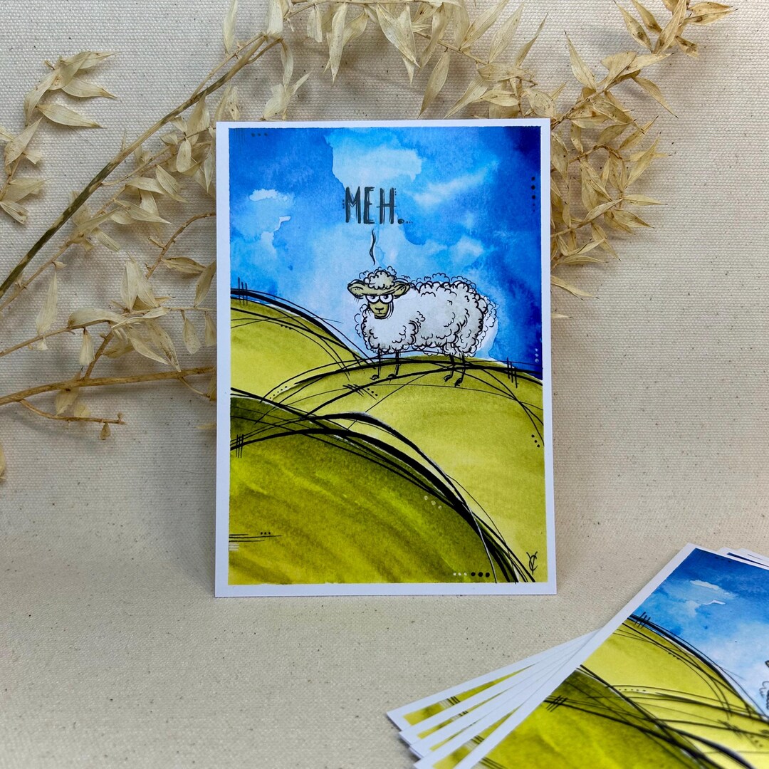 Sheep • Meh • Mood • Funny • Postcard • A6 Greeting Card • Comic - Etsy