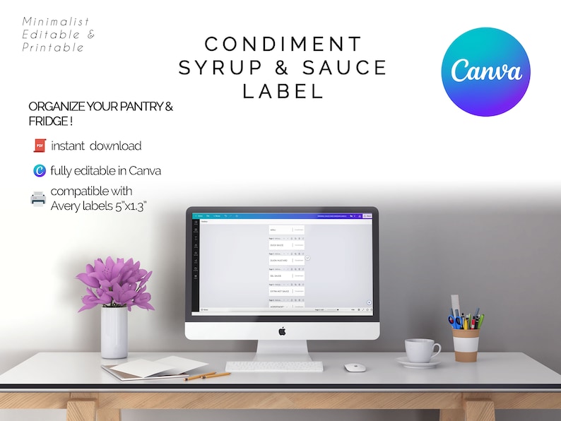 CANVA TEMPLATE- Minimal Sauce and Condiment Label - Etsy