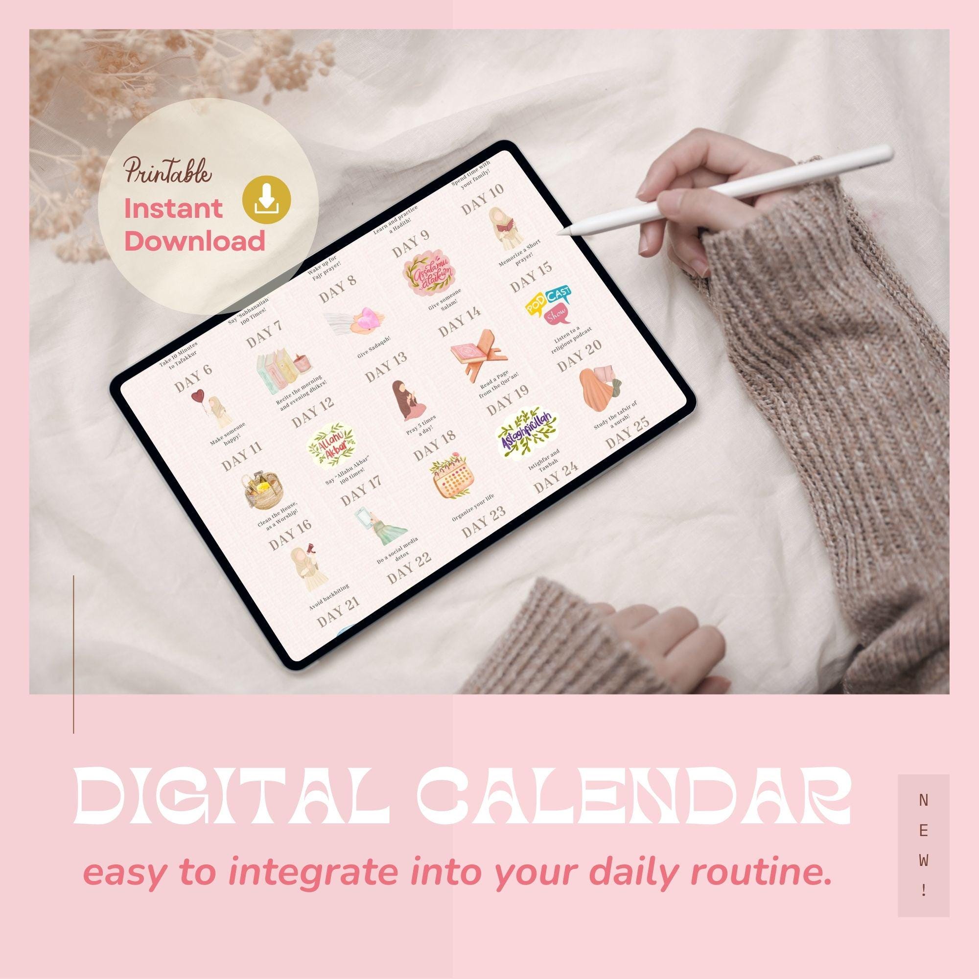 30 Day Islamic Calendar | Printable Digital Download | Muslim Daily ...