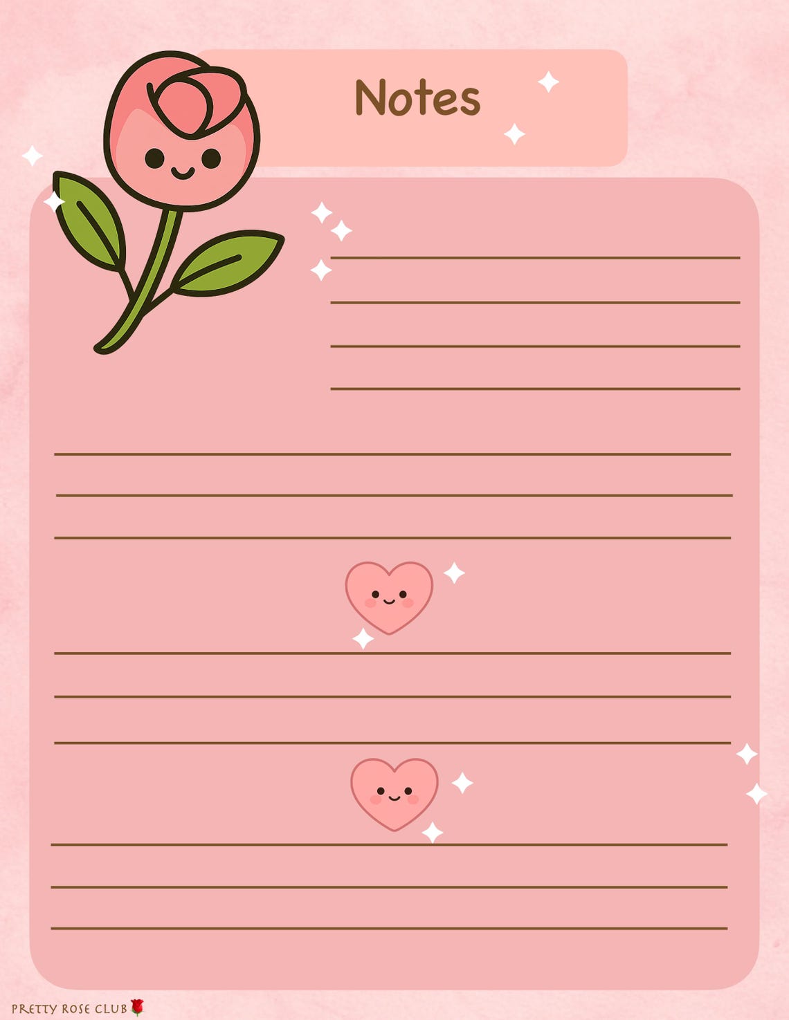 Kawaii Notes Page Printable, Pastel Lined Paper, Magical Stationery ...