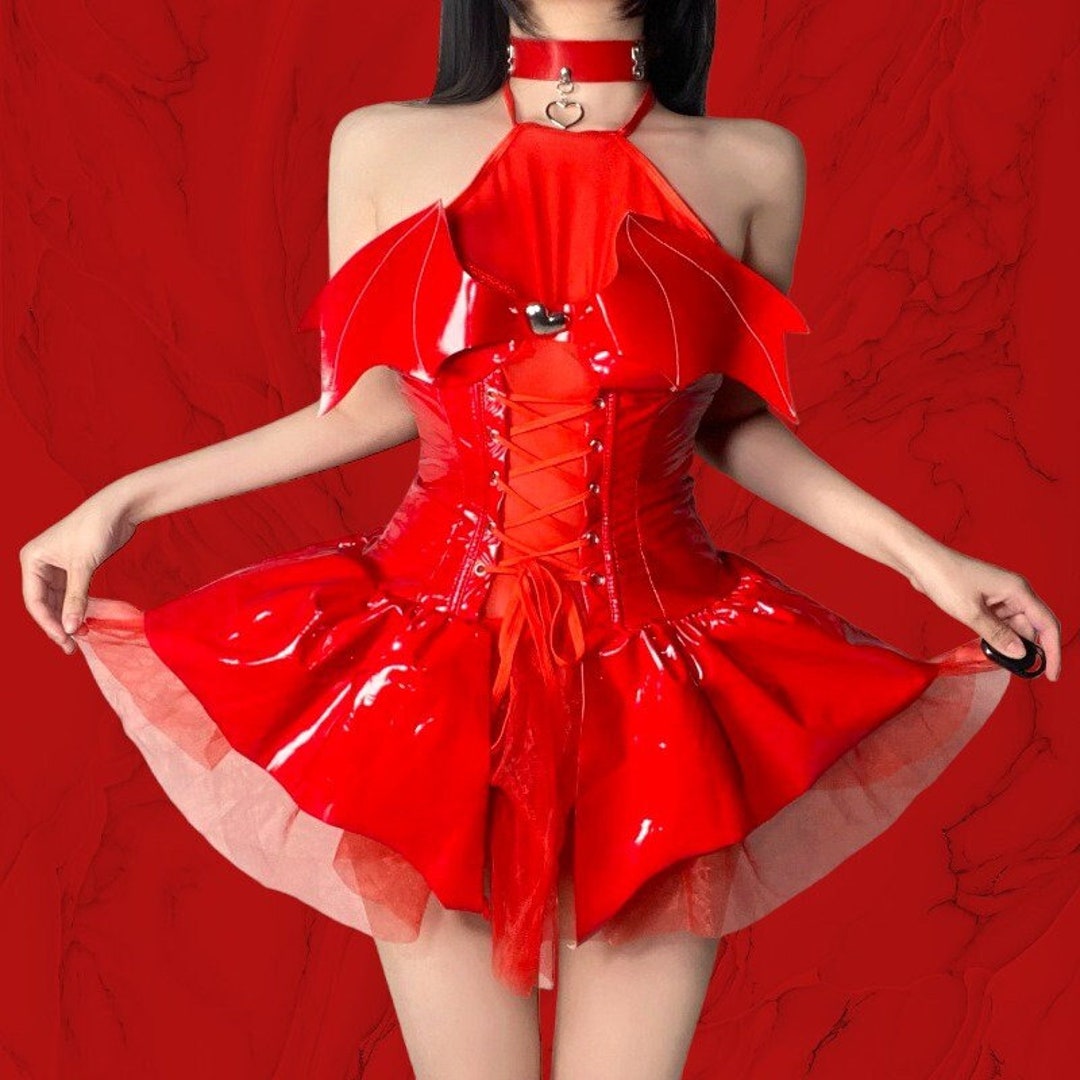 Devil Lingerie Red Cosplay Lingerie Set Role Play Lingerie Etsy