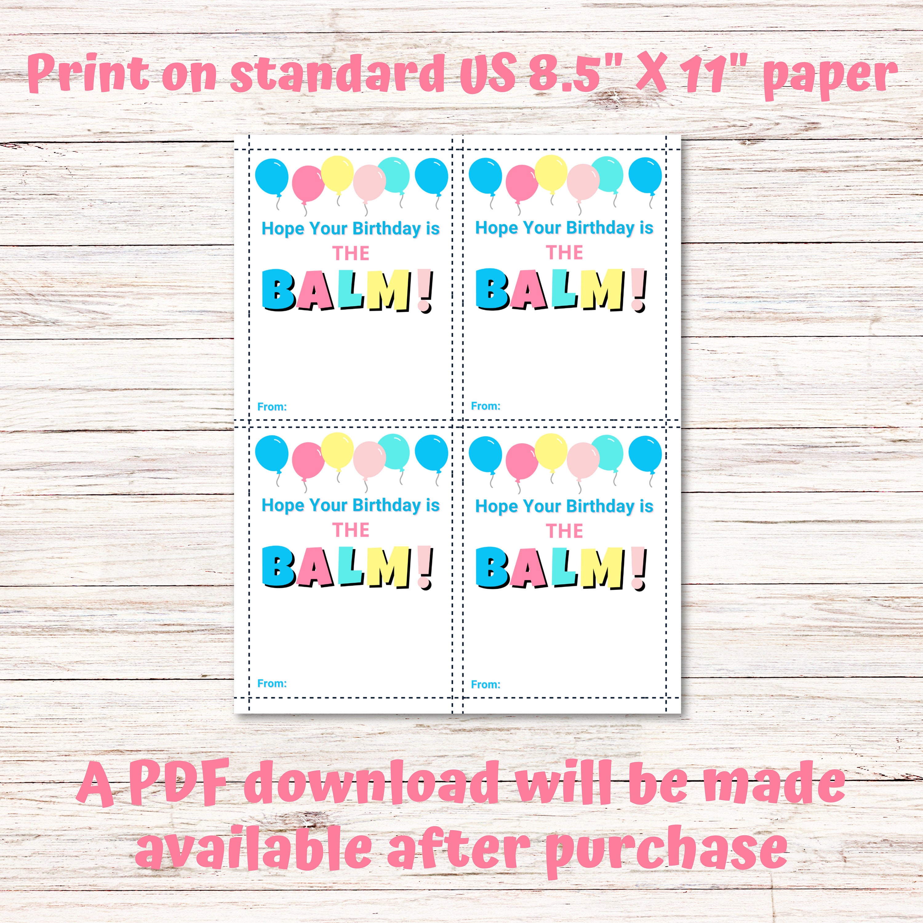 Birthday Lip Balm Printable Card / Lip Balm Printable / Birthday Card ...