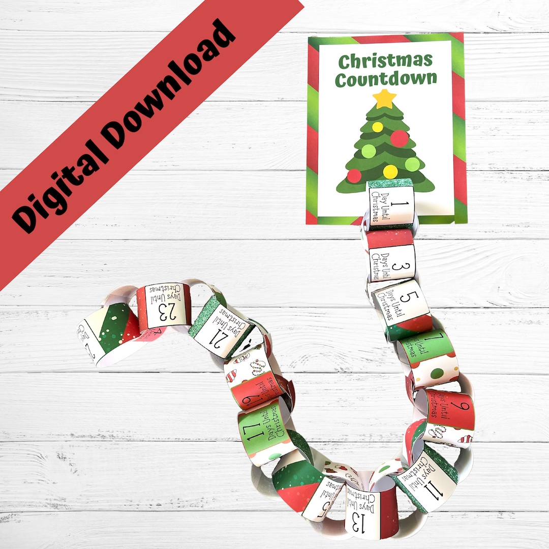Christmas Countdown Chain Printable / Christmas Advent Calendar / 25 ...