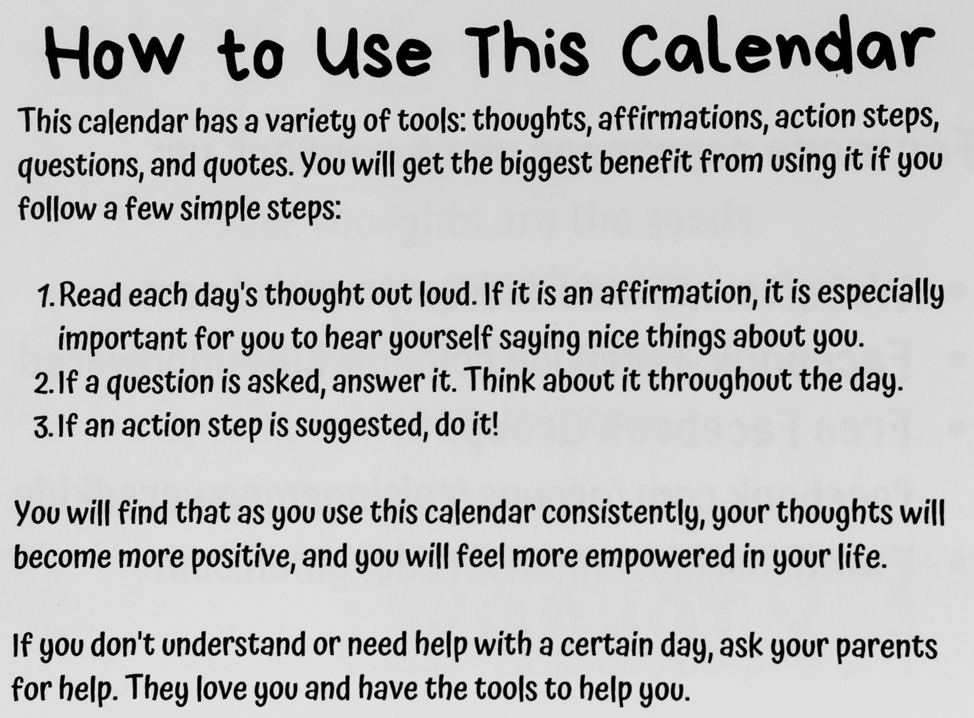 Flip Calendar for Kids, Empowerment, Self Esteem - Etsy