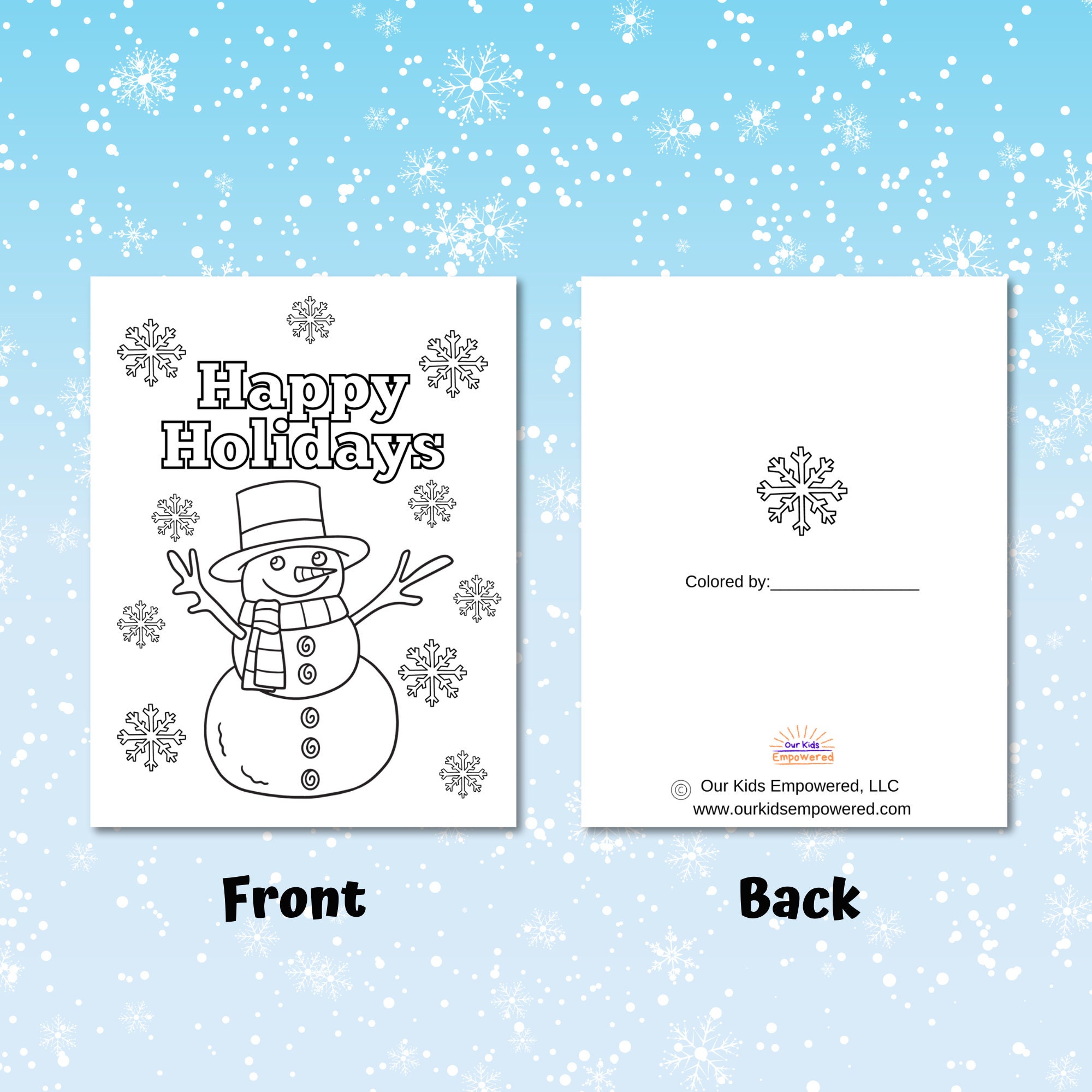 Holiday Coloring Cards Set of 4 Digital Download/ Holiday Activity ...