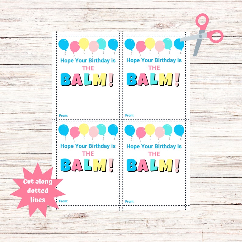 Birthday Lip Balm Printable Card / Lip Balm Printable / Birthday Card ...