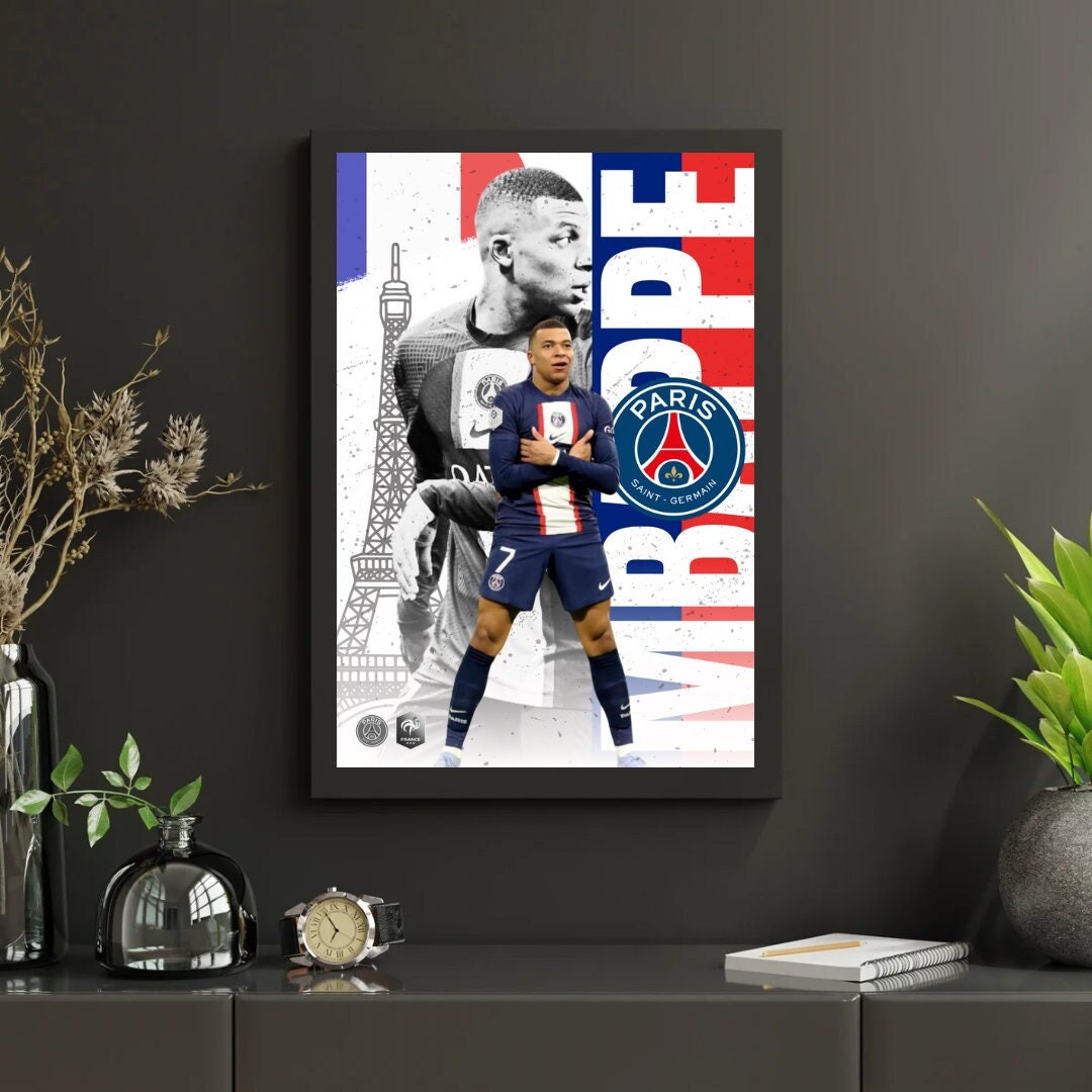 Kylian Mbappe Print, Kylian Mbappe Poster, PSG Print, Football Gift ...