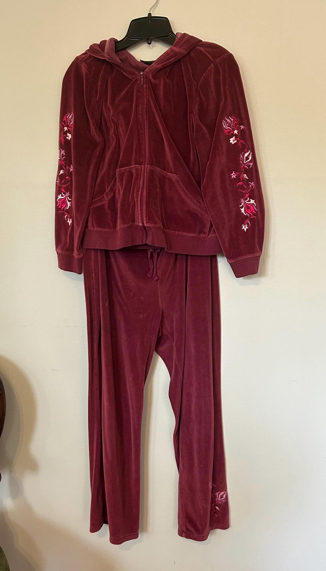 Vintage Y2k Embroidered Velour Track Suit Mauve Petite Medium - Etsy
