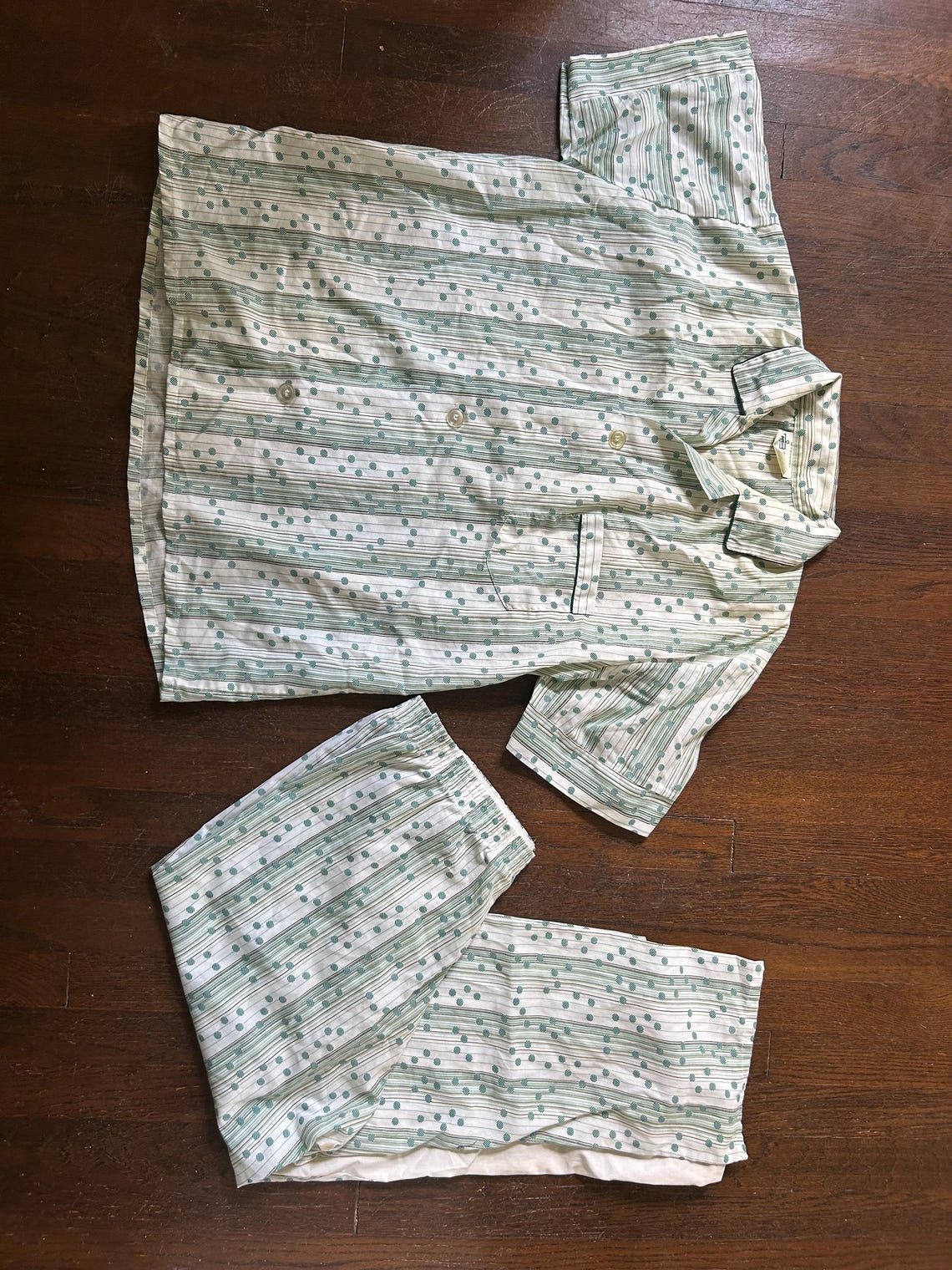 Vintage 1960’s MCM Women’s Pajama Set Shirt and Pants Striped Atomic ...