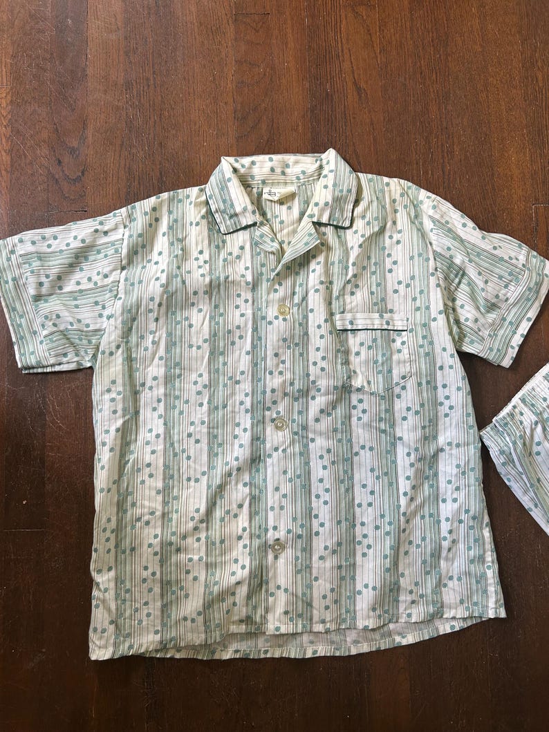 Vintage 1960’s MCM Women’s Pajama Set Shirt and Pants Striped Atomic ...