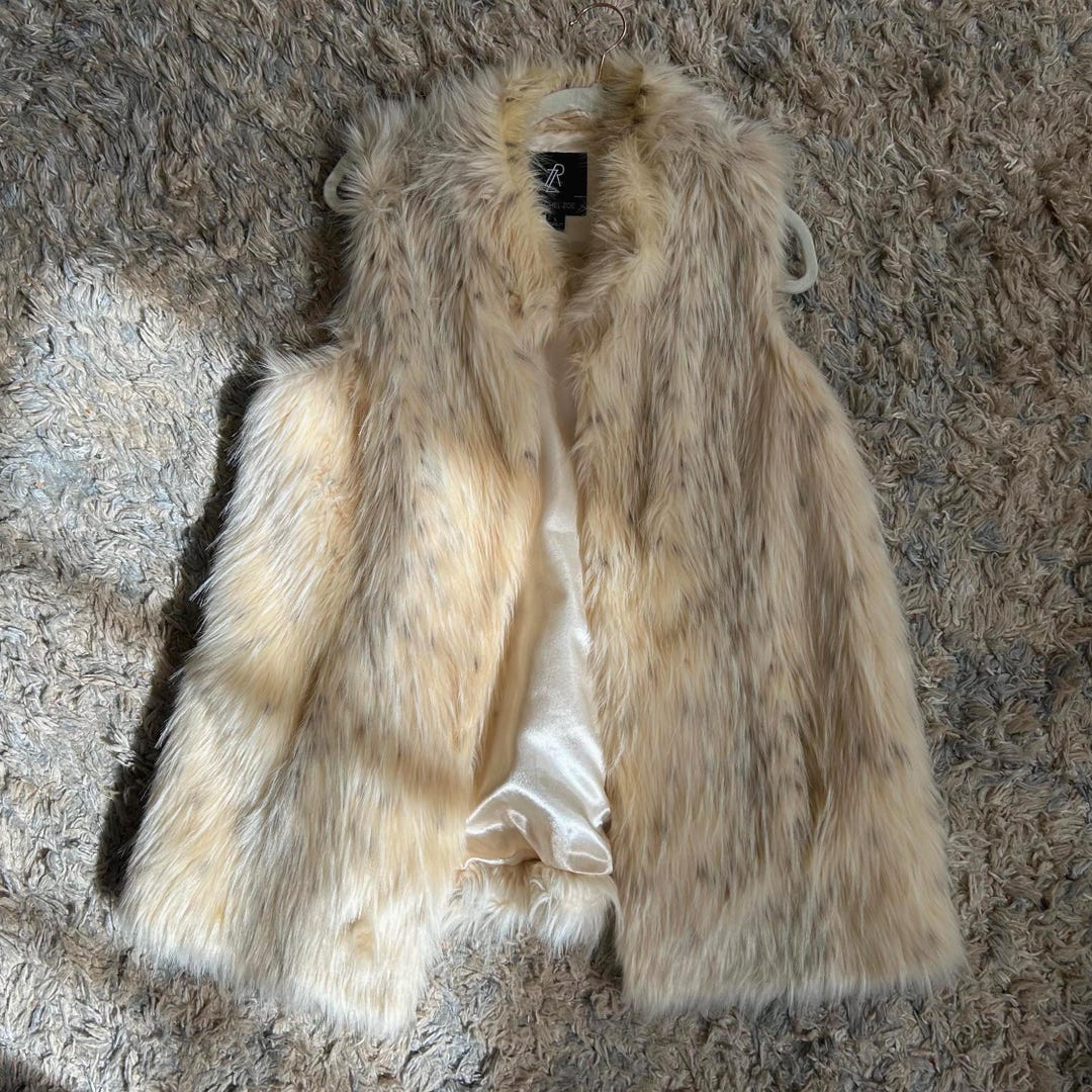 Vintage Rachel Zoe Faux Fur Light Colored Vest Size Large - Etsy