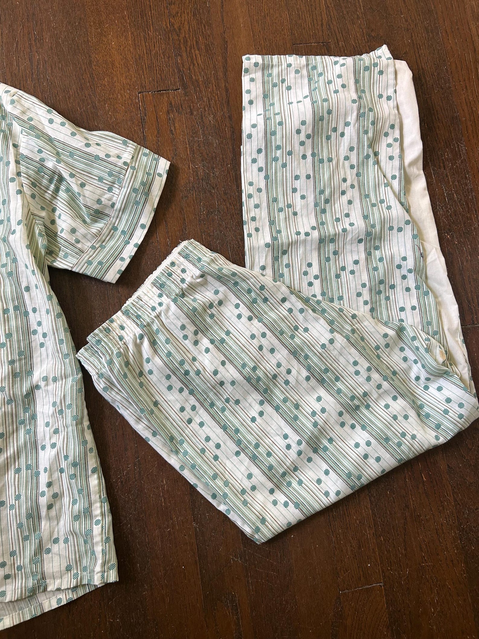 Vintage 1960’s MCM Women’s Pajama Set Shirt and Pants Striped Atomic ...