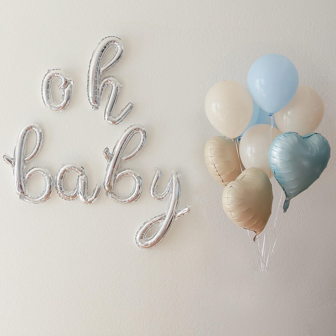 Oh Baby Balloons, Blue Baby Shower Boy Decorations, Oh Baby Phrase ...