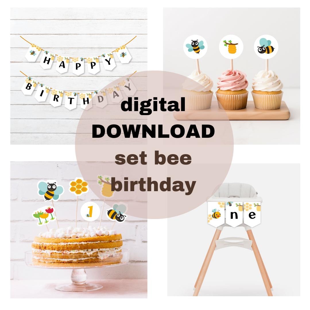 Bumble Bee 1st Birthday Party Decor, Bee Day Celebration (digital ...