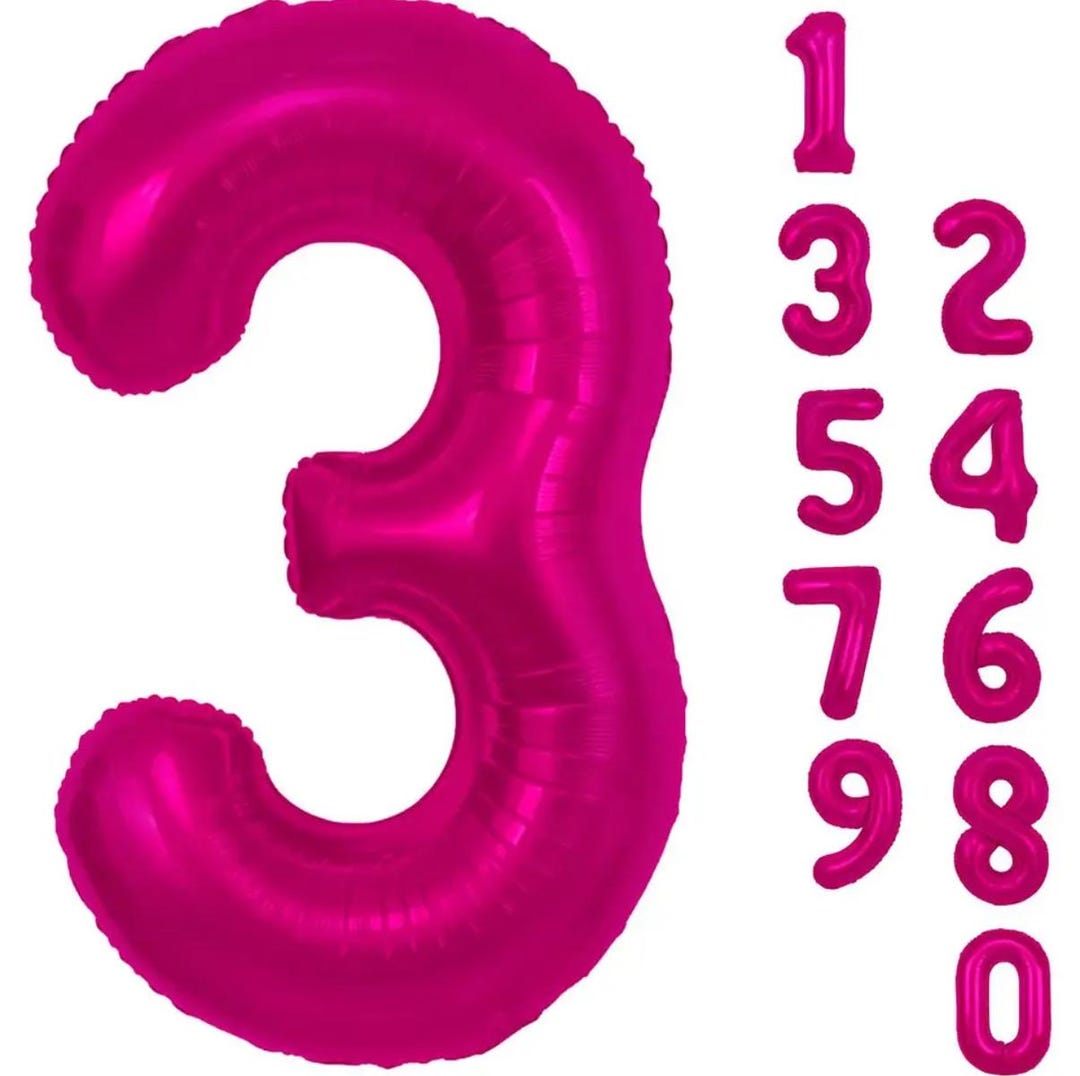 Pink Number Balloon, Hot Pink Balloon, Pink 32 Inch Number Balloon ...