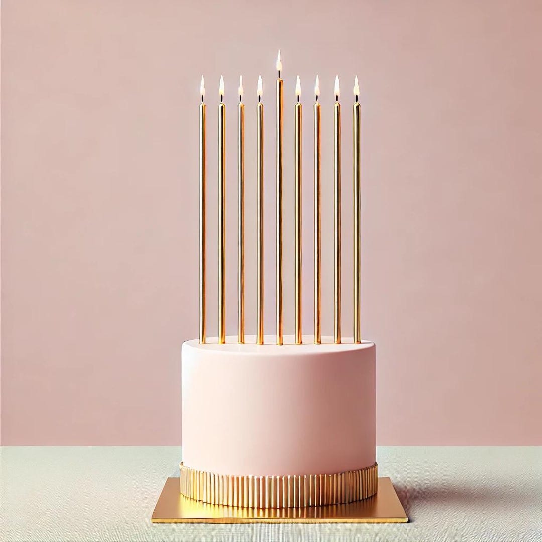 Extra Long Cake Candles, Tall Gold Silver Rose Birthday Candles, Gold ...