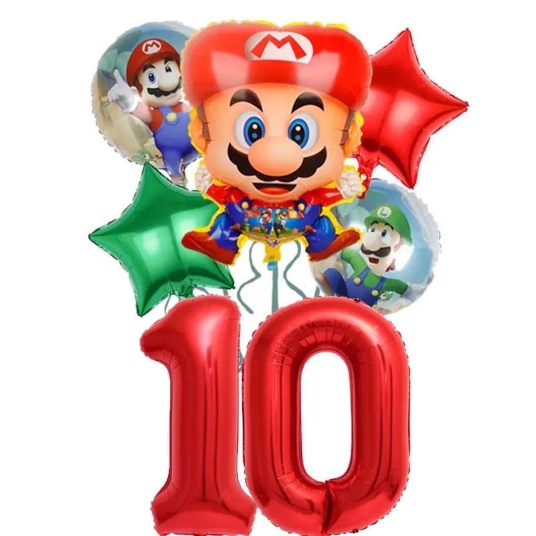 Mario Birthday Party 10th Birthday Boy Birthday Party Number Balloon ...
