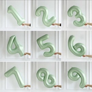 Number Balloon, Birthday Party Decor, Green Olive Number Balloon, Sage ...