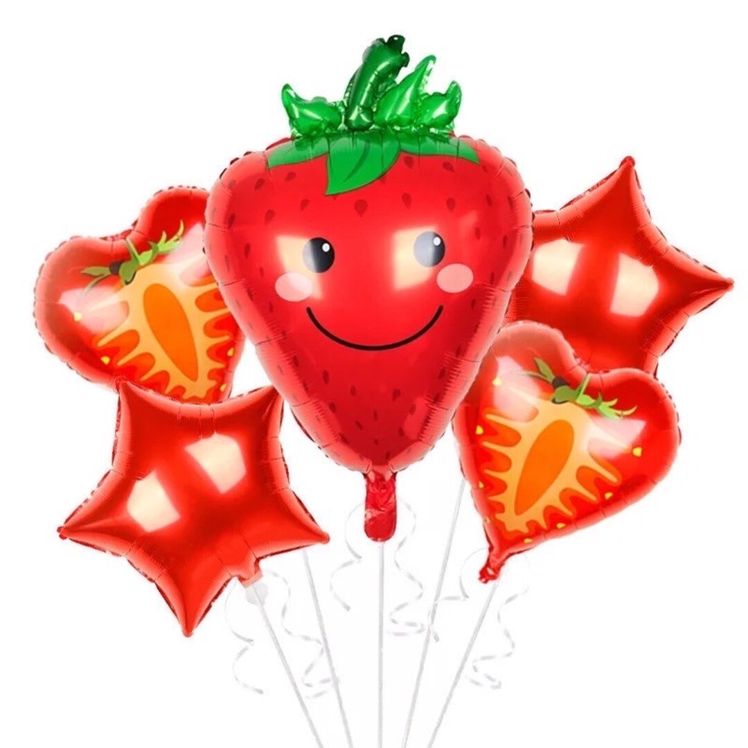 Strawberry Balloon, Strawberry Baby Shower Decorations, Strawberry Baby ...