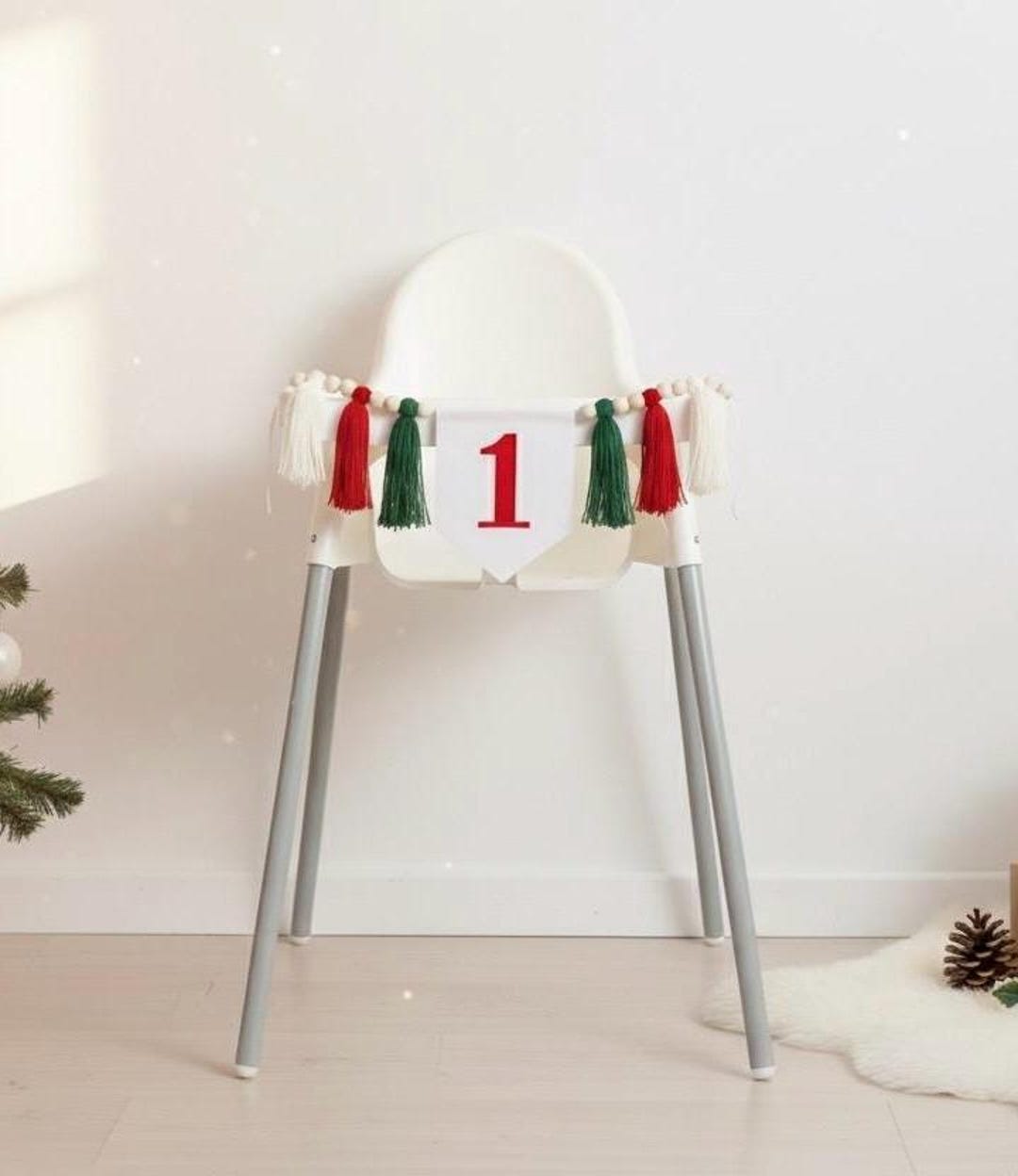 1st Christmas High Chair Banner, 1st Birthday Red Highchair Banner, Red ...