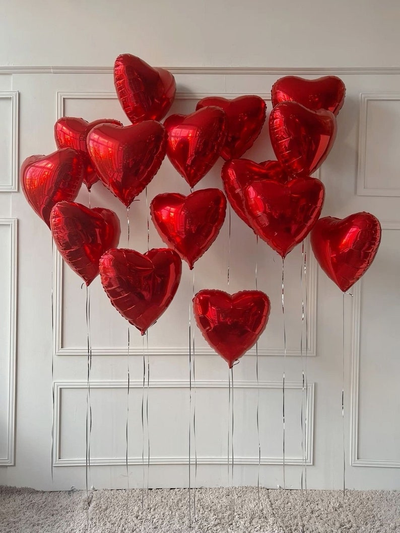 Red Foil Heart Balloon Set, Love Decor - Etsy