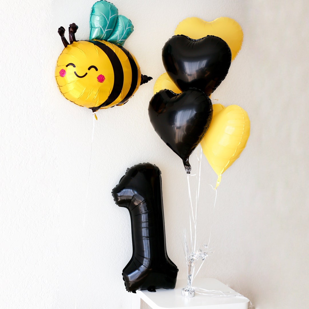 1st Birthday Bee Day Bumble Bee Party Balloon Set, Adorable Busy Bee ...