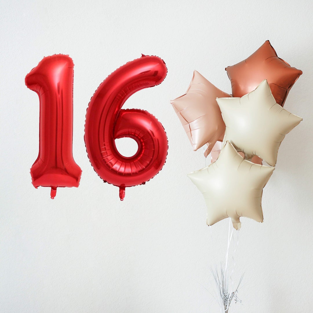 16th Birthday Number Birthday Balloon Set Birthday Decor Birthday Decor ...