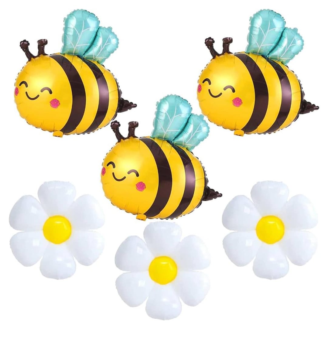 Bumble Bee Daisy Birthday Balloon - First Bee-day Party Decor, Cute Honeybee Celebration Set ...