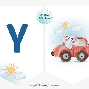 DIY Elephant Happy Birthday Banner, Digital Elephant Decor 1st Birthday ...