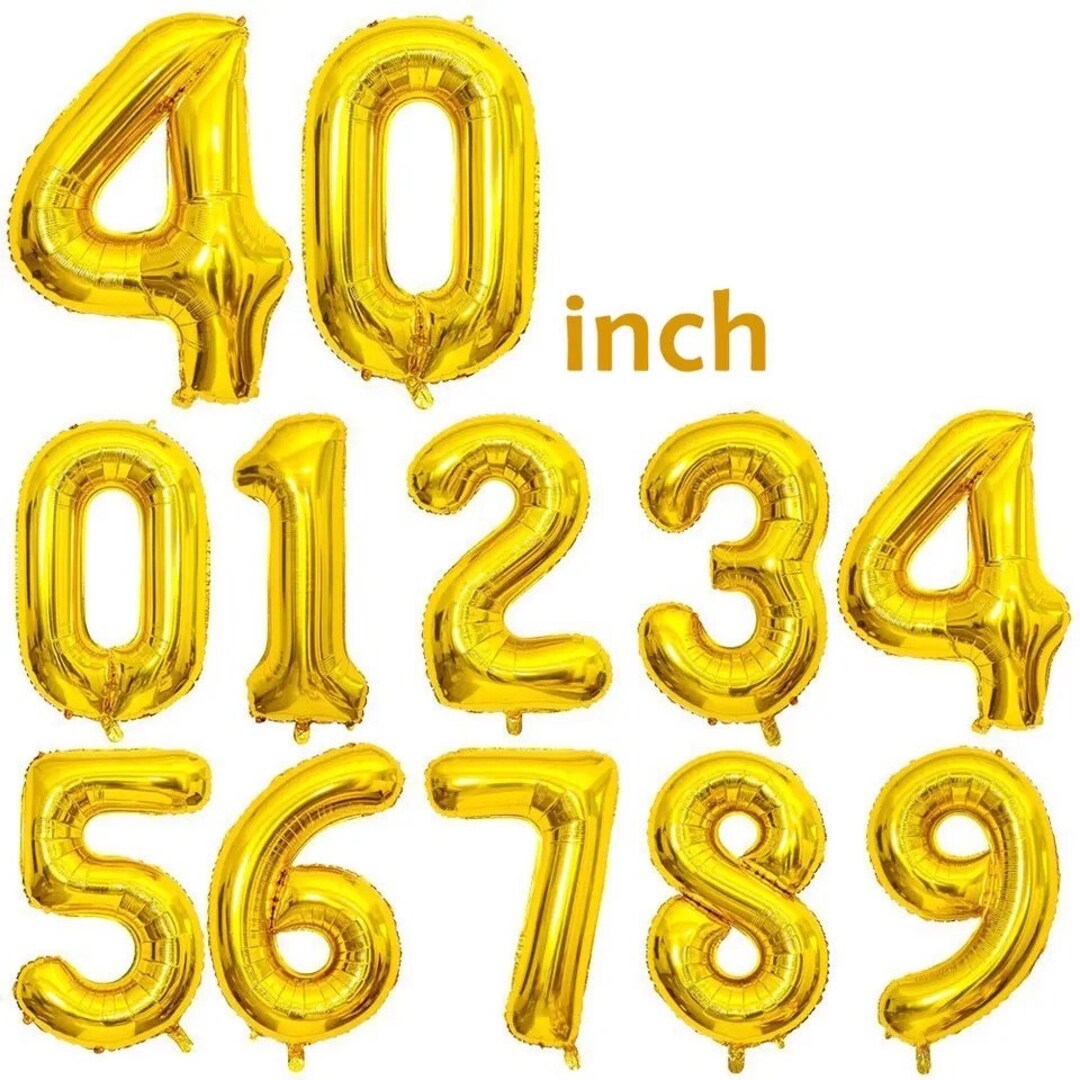 Giant Gold Number Balloon, 40 Inch Number Balloon, Birthday Party ...