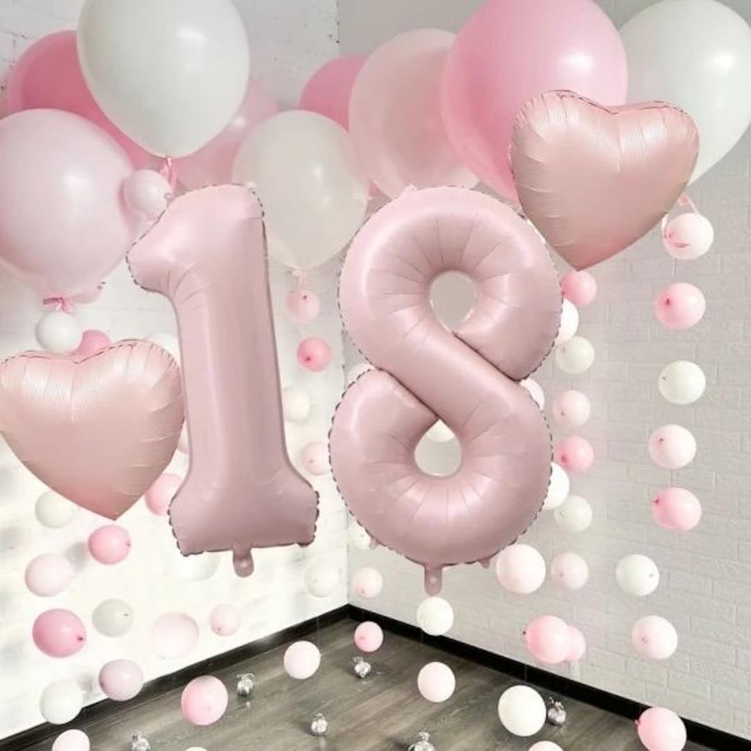 Pink Number Balloon, 18th Birthday Party, Pink Giant Number Balloon ...
