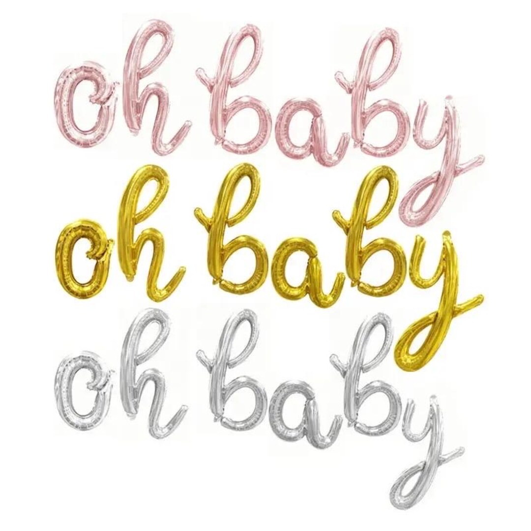 Oh Baby Gold Silver Rose Letter Balloons Baby Shower Decor Oh Baby Sign ...