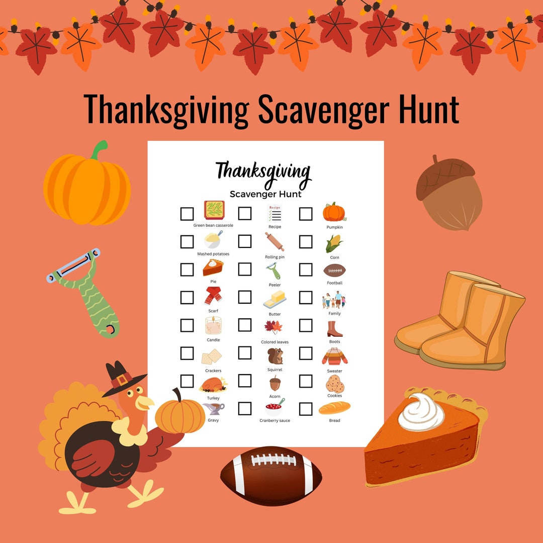 Thanksgiving Scavenger Hunt, Thanksgiving Activity, Thanksgiving Print ...
