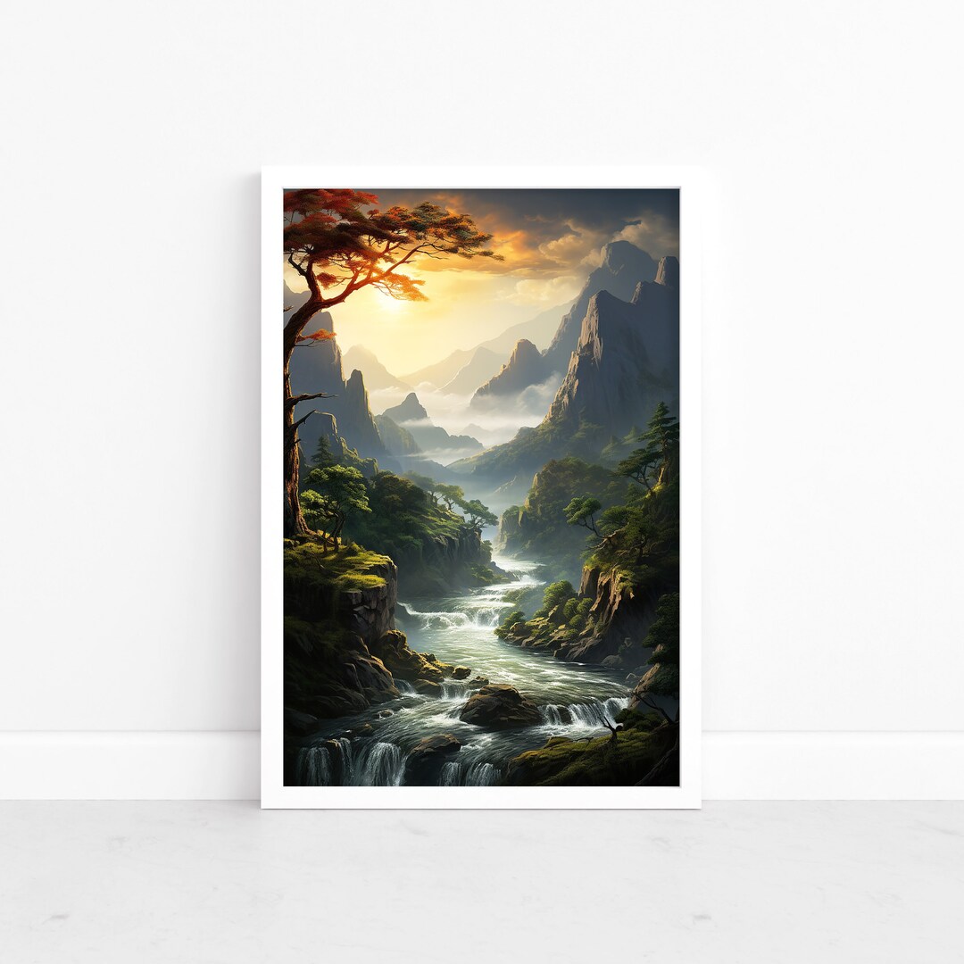 Misty Hills Sunrise Poster | Landscape Wall Art | Nature's Vivid ...
