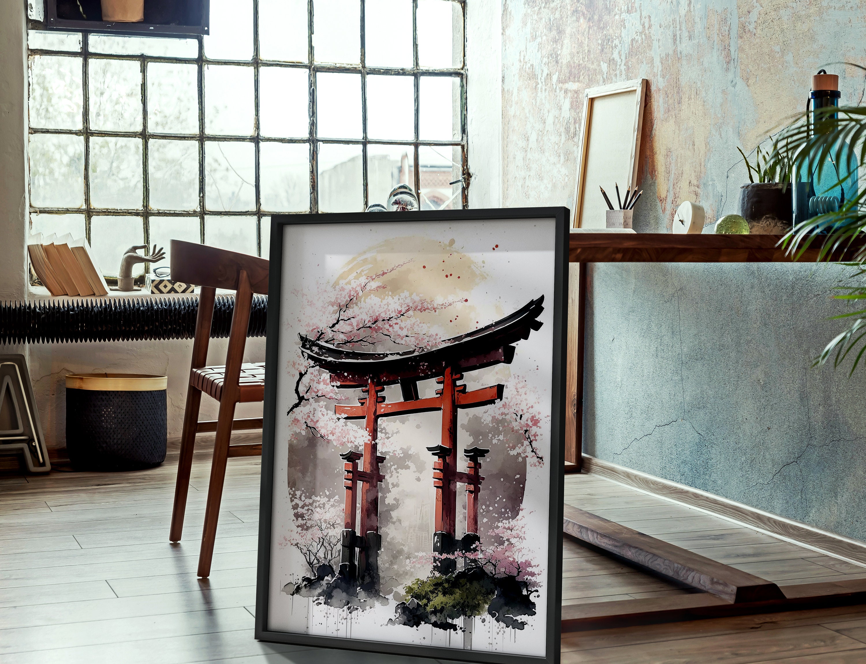 Gate to Serenity: Japanese Torii Poster | Authentic Watercolor Painting ...