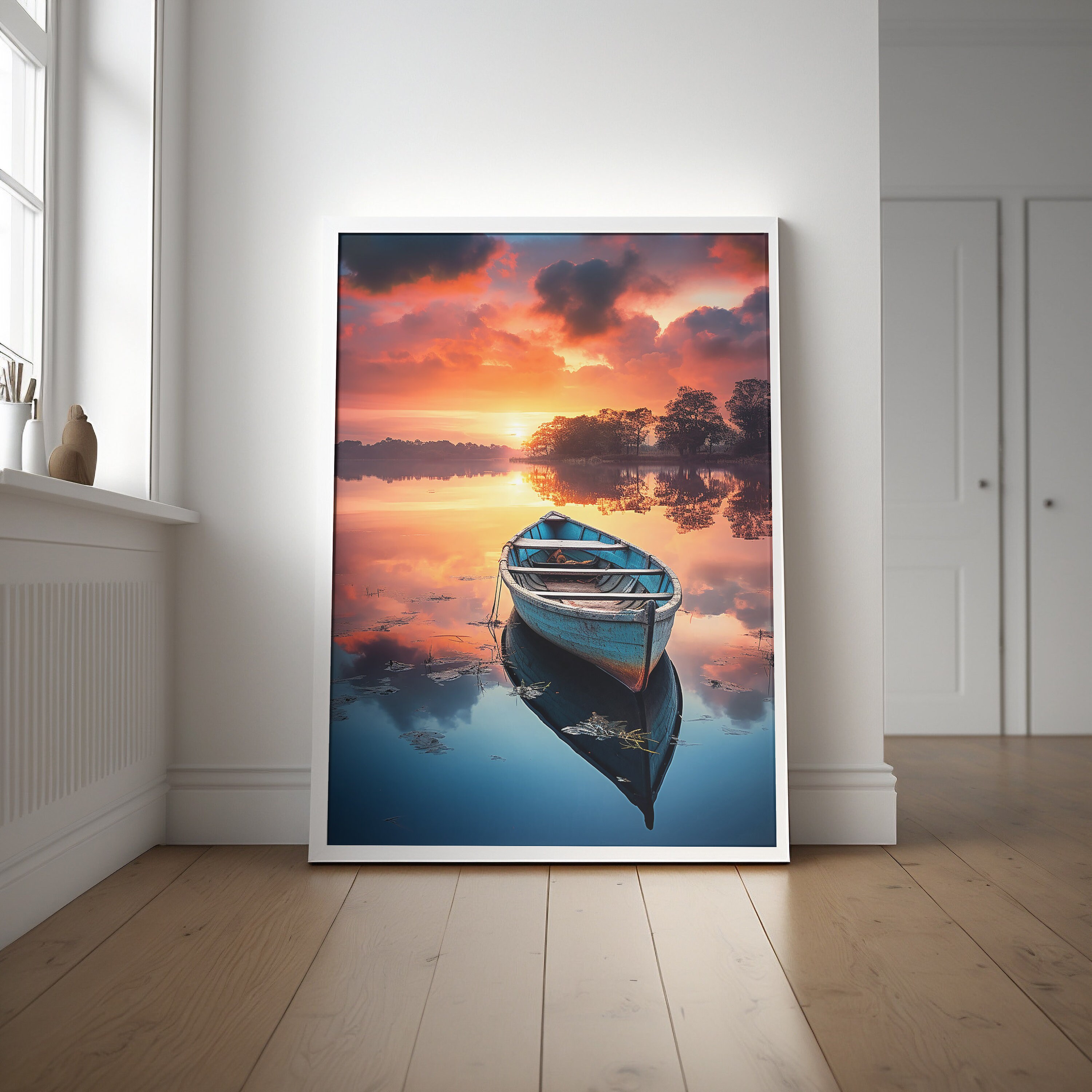 Lakeshore Panorama Poster Landscape Wall Art Tranquil Morning on the ...