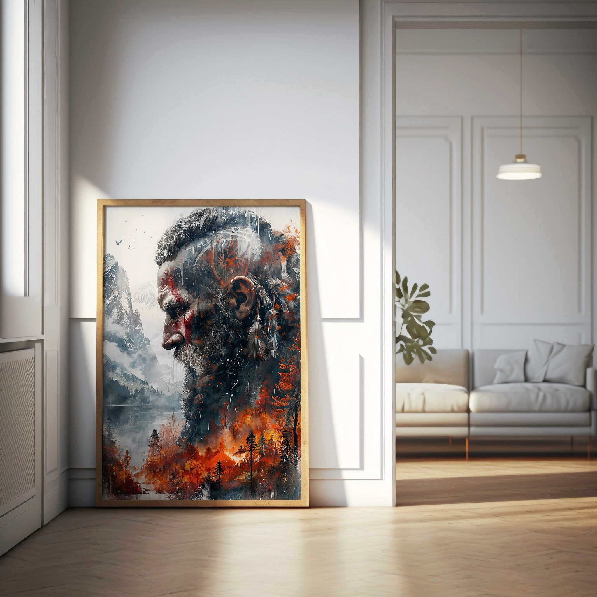 Wikinger Portrait Poster Nordische Kriegerkunst Skandinavisches ...