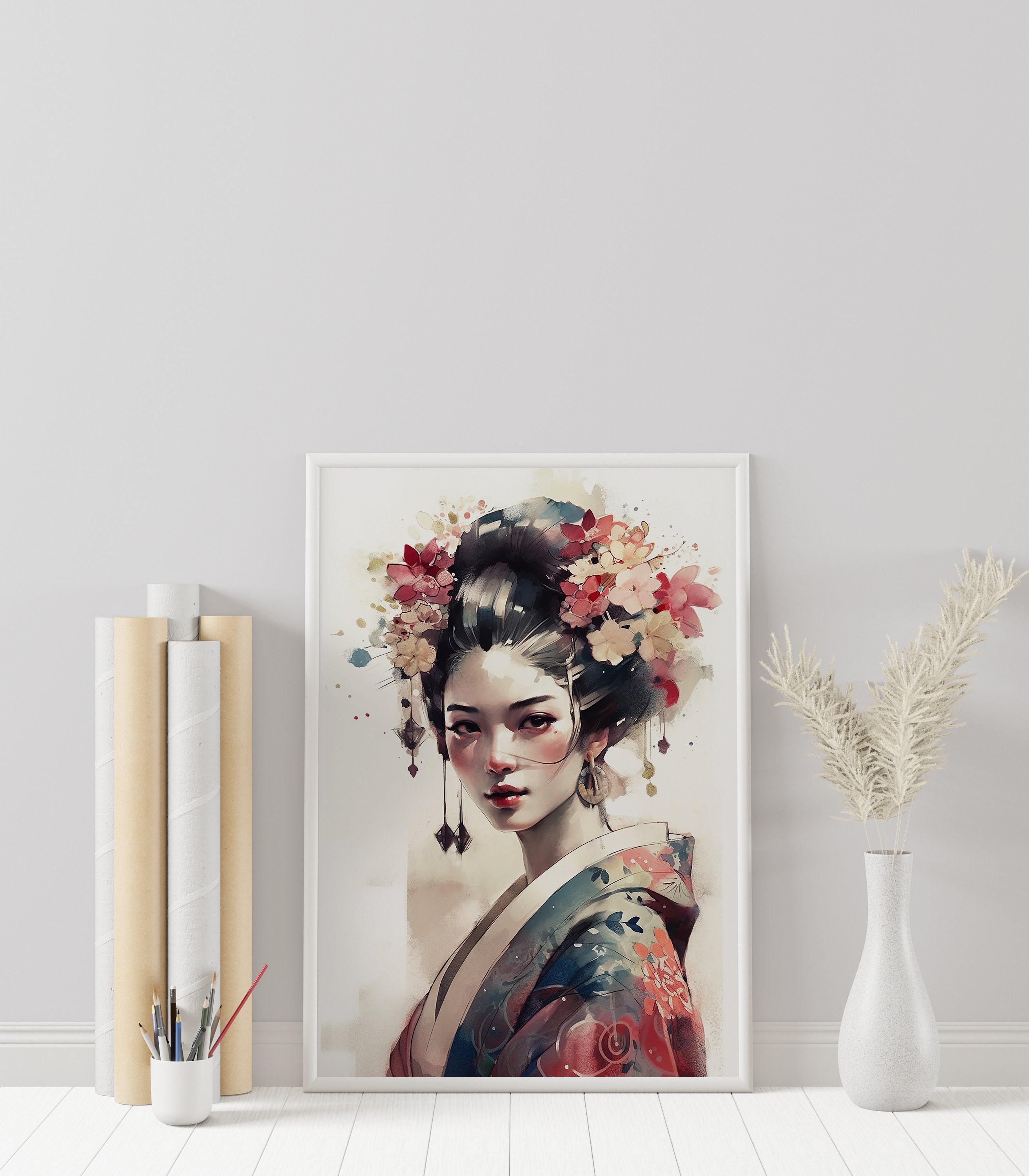 Japanese Geisha Wall Art Stunning Watercolor Geisha Decor Geisha ...