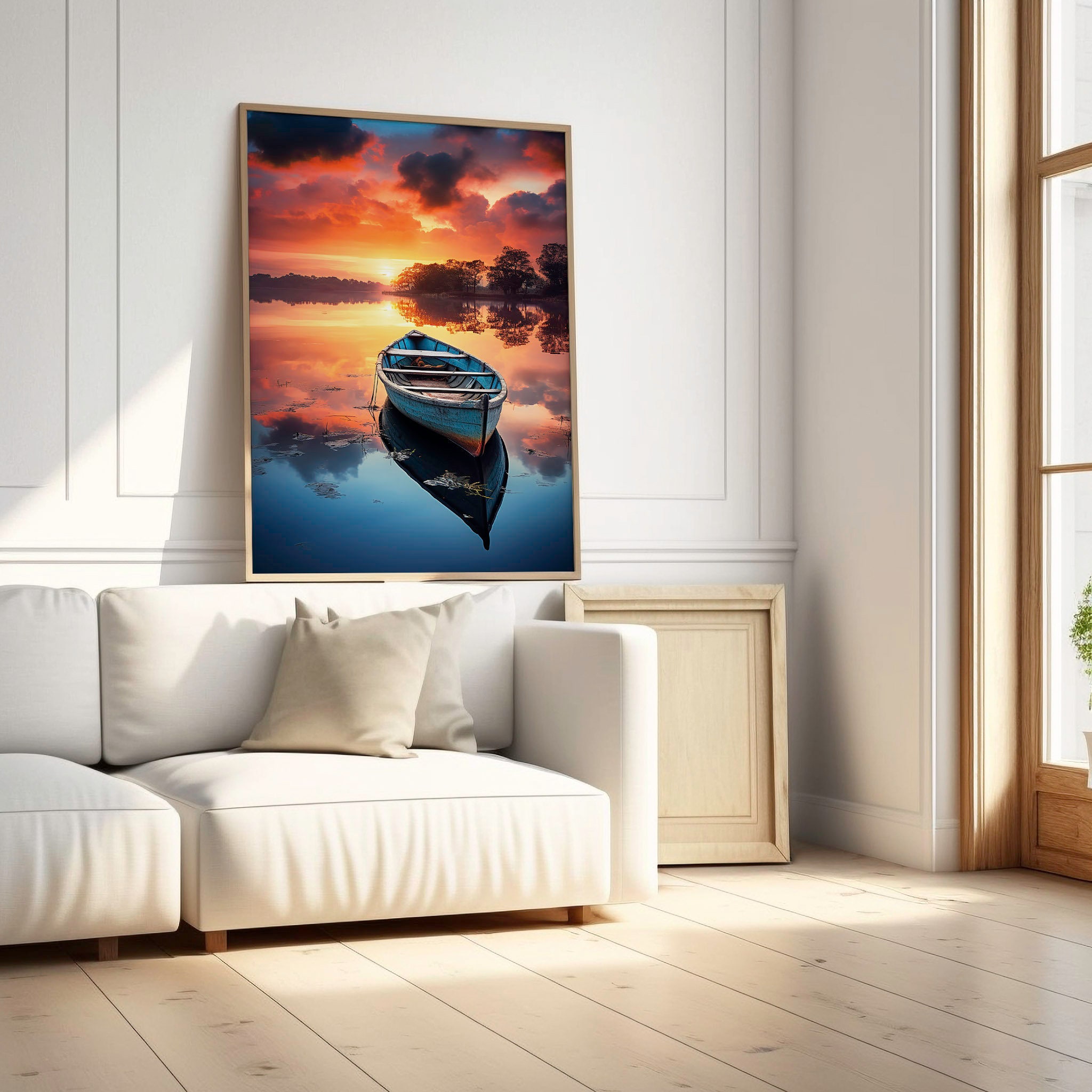 Lakeshore Panorama Poster Landscape Wall Art Tranquil Morning on the ...