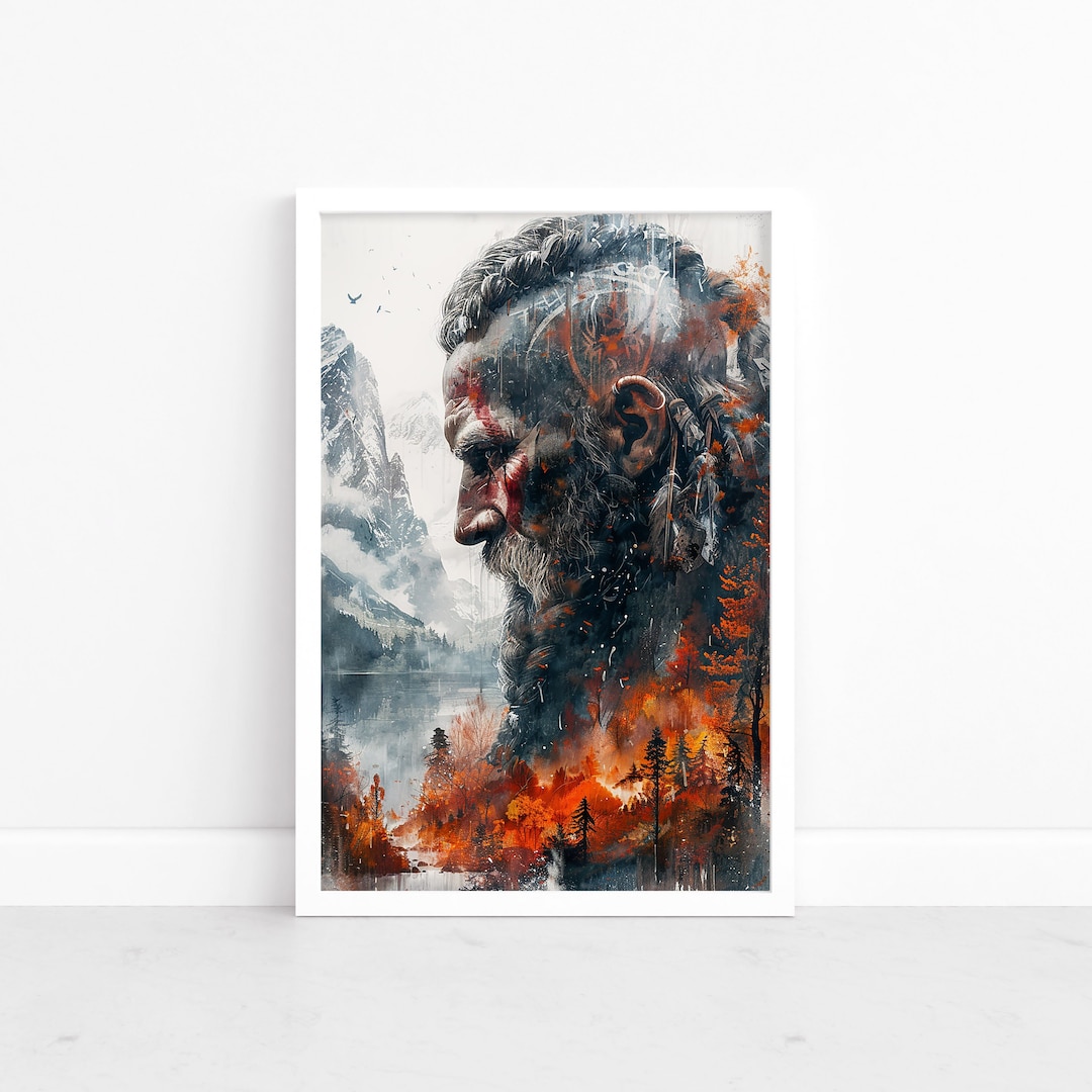 Viking Portrait Poster | Norse Warrior Art | Scandinavian Home Decor ...