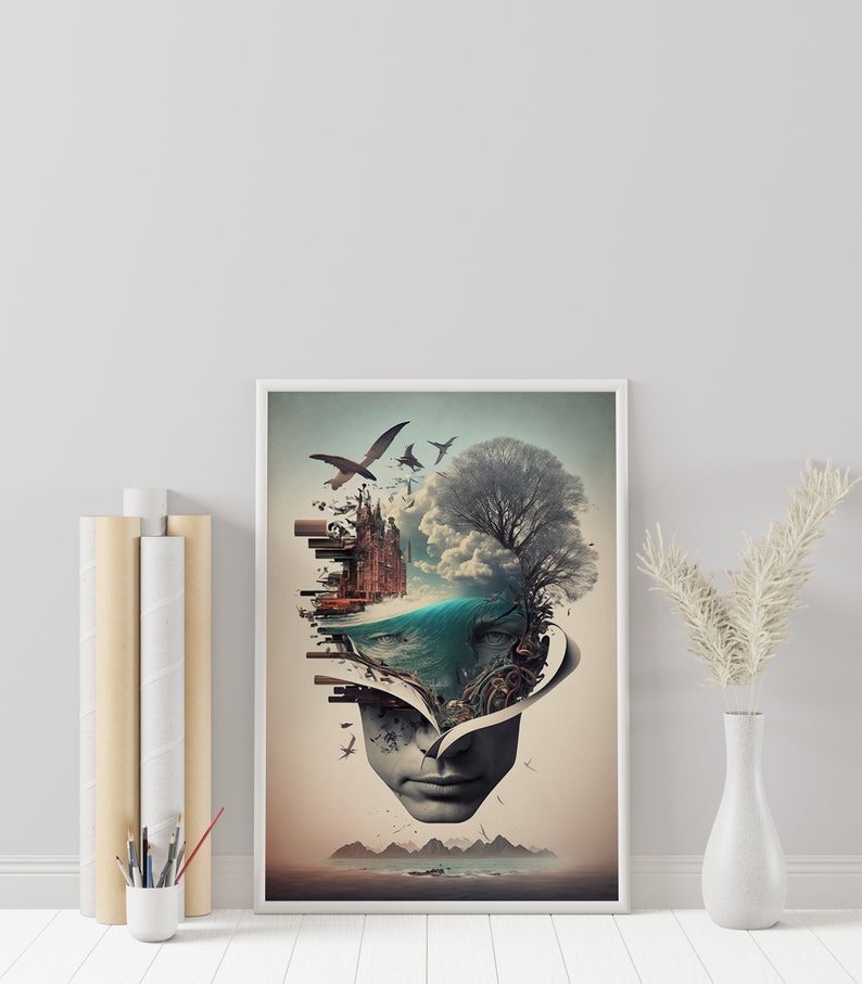 Surreal Poster Surrealism Print Art Surreal Art Wall Decor Illustration ...