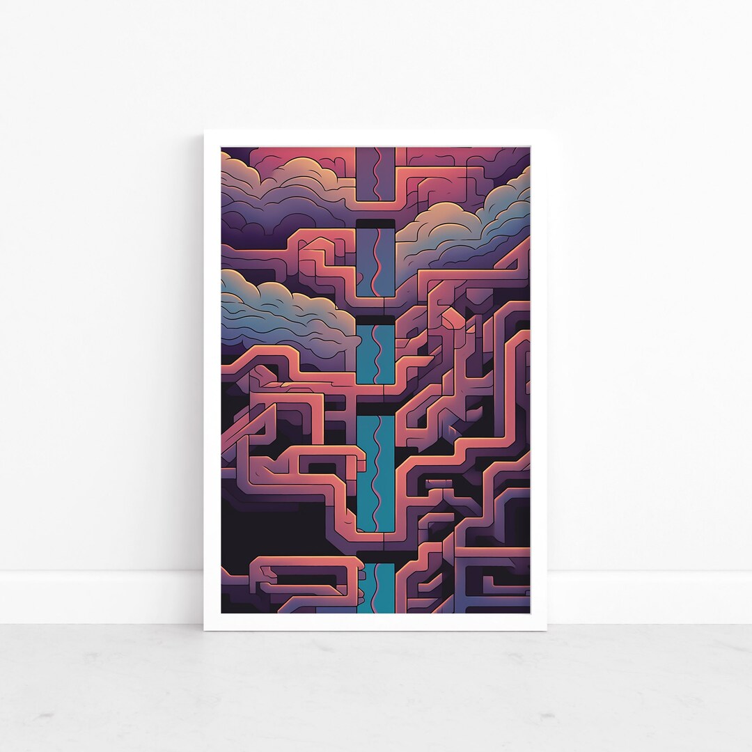 Voyage Through the Cosmos: Surreal Poster | Psychedelic 70s Art Print ...