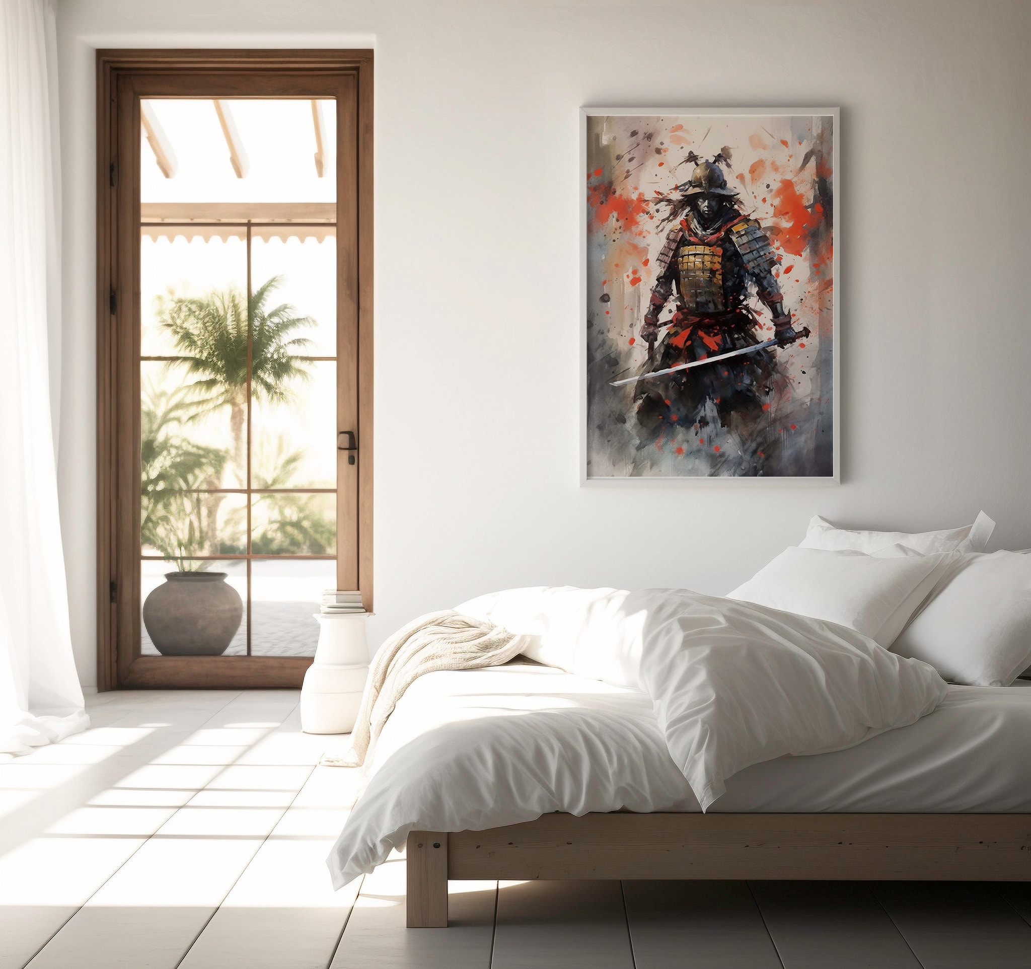 Enigmatic Samurai Aura: Vintage Japanese Watercolor Print Poster ...