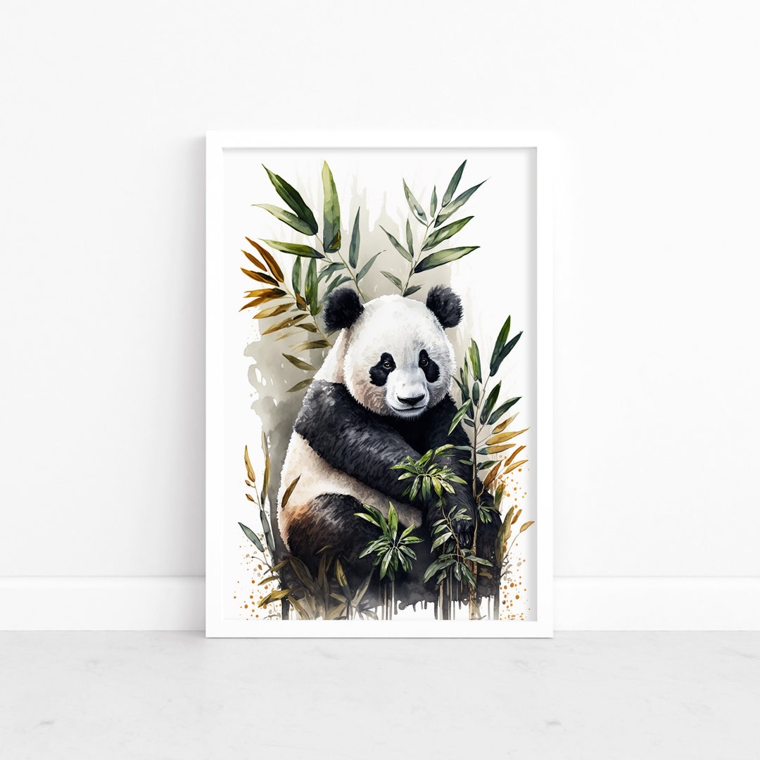 Mystical Panda: Vintage Japanese Watercolor Print Poster | Enigmatic ...